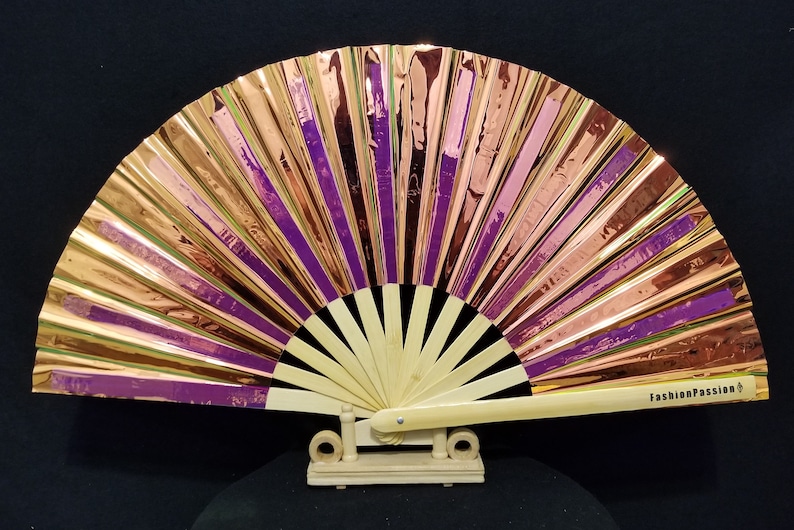Purple Luxe Iridescent Hand Fan / Pearl / Rave Accessory / Festival ...