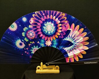 Mind Mutation Hand Fan / UV Glow Fan / Skull / NEON / 3D Glow / Party ...
