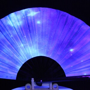 The Blue Night Skies Hand Fan / UV Glow Fan / Rave Accessory / Festival ...