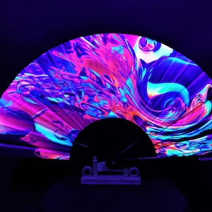 The Liquid Crush NEON Hand Fan / UV Glow / Party Fan / Rave Accessory ...