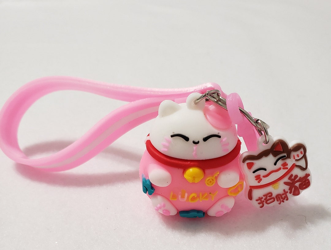 Lucky Fat Cat Keychain / Phone Dongle / Lucky Charm / Tassle / Cute ...