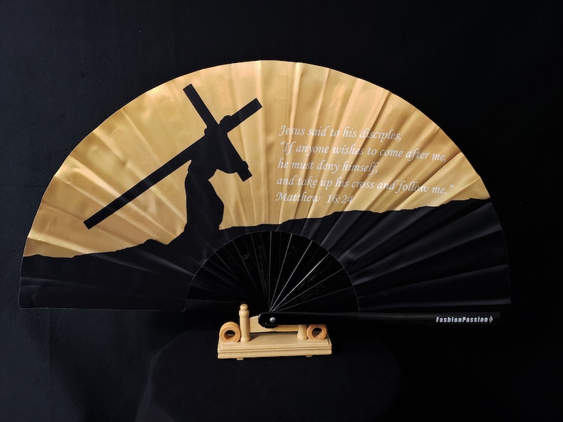 Jesus Bears the Cross Hand Fan / Carthage / Big 13 Inch Clacking Fan ...