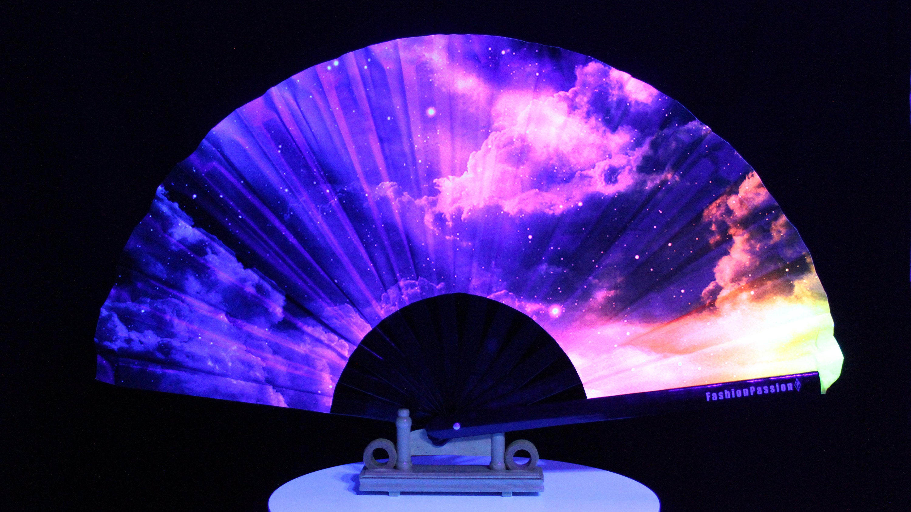 Clouds of the Universe Hand Fan / UV Glow Fan / Rave Accessory - Etsy