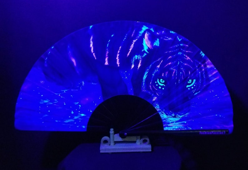 Neon Tiger Hand Fan / UV Glow Fan / Party Fan / Rave Accessory - Etsy