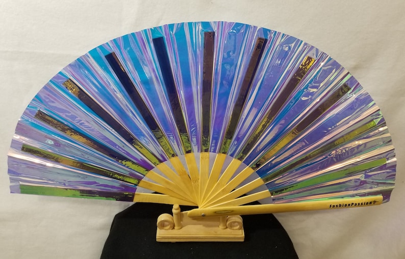 Amethyst Pearl Iridescent Hand Fan / Purple / Rave Accessory / Festival ...