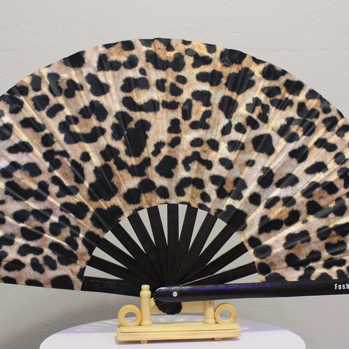 Leopard Print Hand Fan / UV Glow Fan / Rave Accessory / Big - Etsy