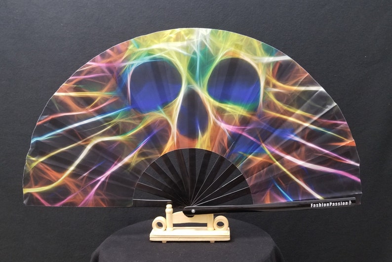 Mind Mutation Hand Fan / UV Glow Fan / Skull / NEON / 3D Glow / Party ...