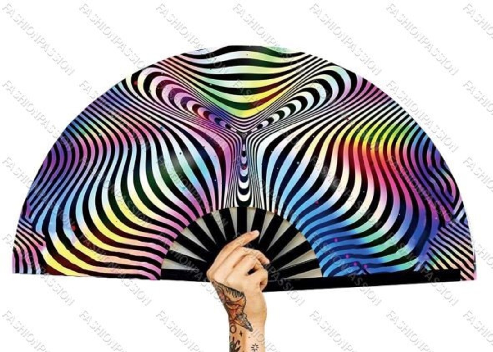 Stripe of Wonders Hand Fan / UV Glow Fan / Clacking Fan / Rave ...