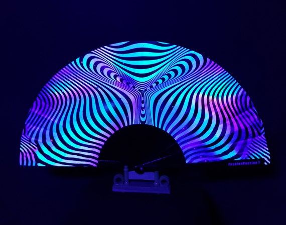 Stripe of Wonders Hand Fan / UV Glow Fan / Clacking Fan / Rave | Etsy