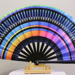 Iris of the Moon Hand Fan / UV Glow Fan / Cyberpunk / Futuristic / Rave ...