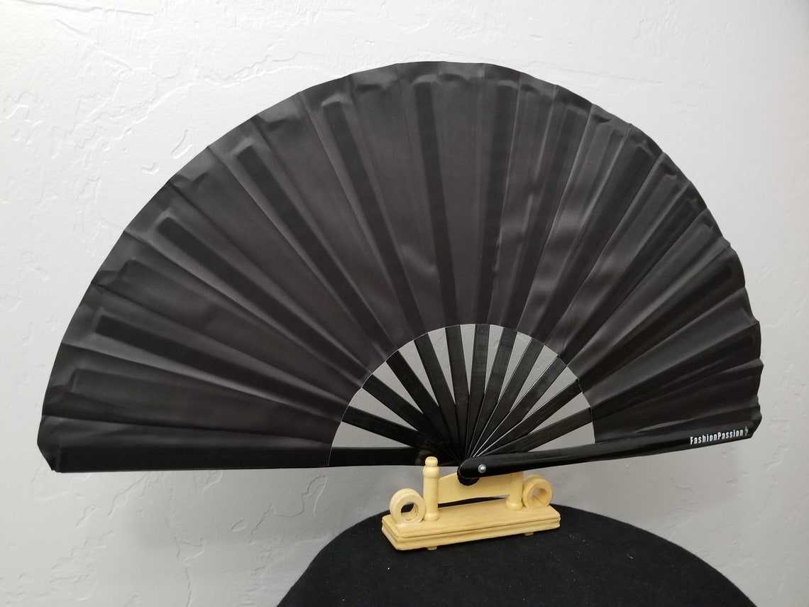 Solid Black Hand Fan / Neon Solid Collection / Party / Rave - Etsy
