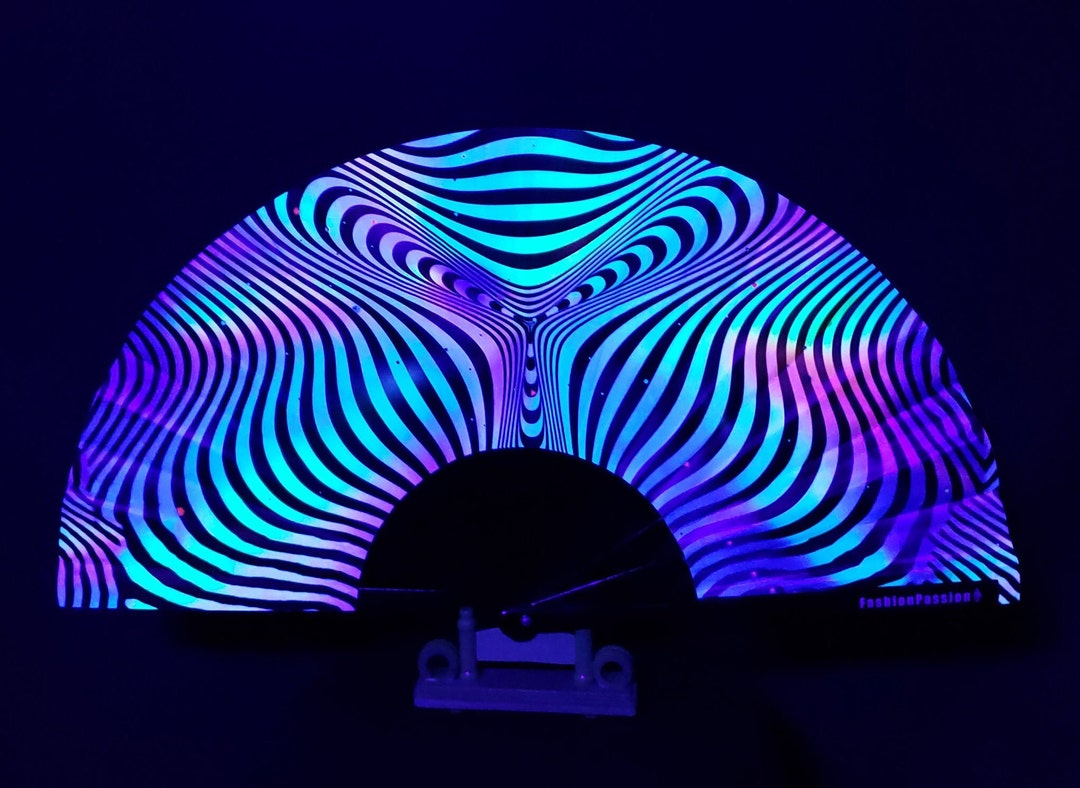 Stripe of Wonders Hand Fan / UV Glow Fan / Clacking Fan / Rave ...