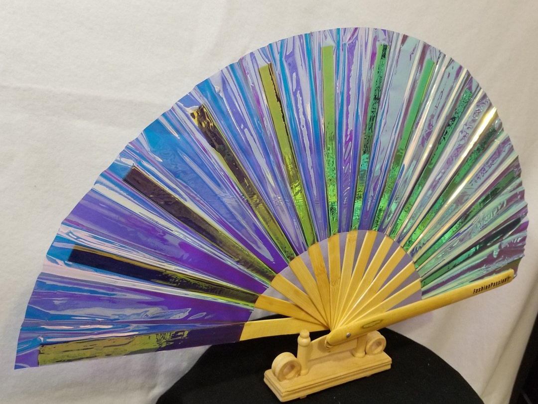 Amethyst Pearl Iridescent Hand Fan / Purple / Rave Accessory / Festival ...