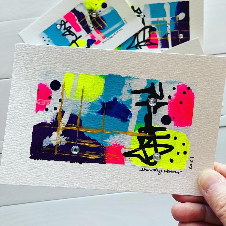 Abstract Art Cards. Mixed Media Cards. Art Note Cards. Handmade ...