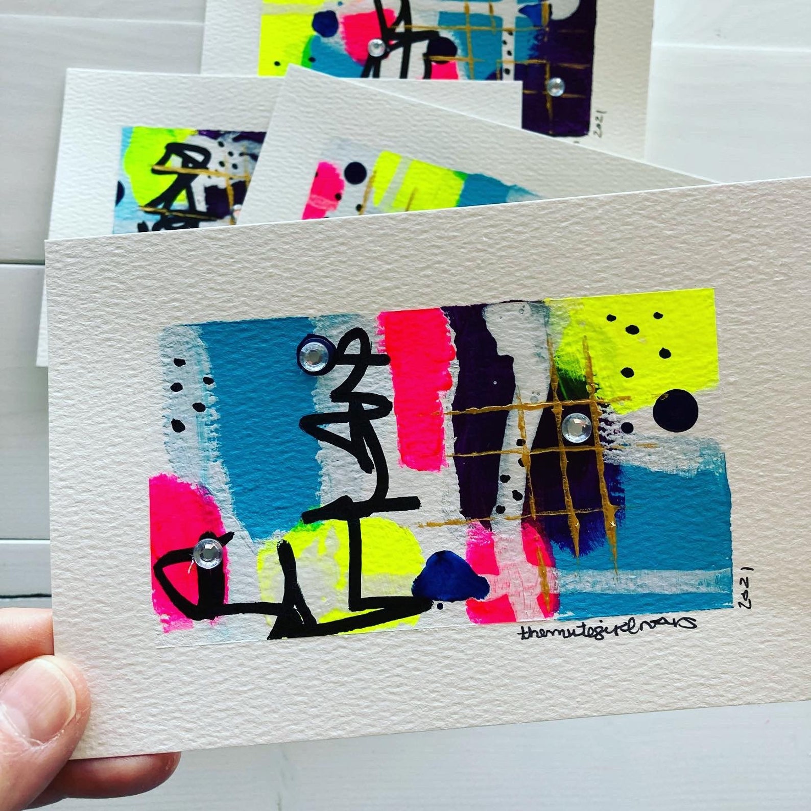 Abstract Art Cards. Mixed Media Cards. Art Note Cards. Handmade ...