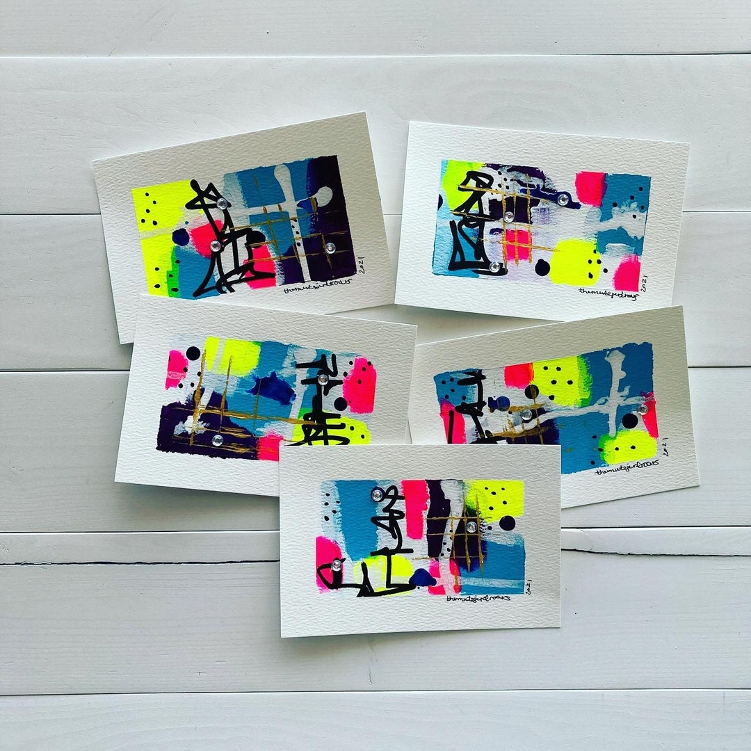 Abstract Art Cards. Mixed Media Cards. Art Note Cards. Handmade ...