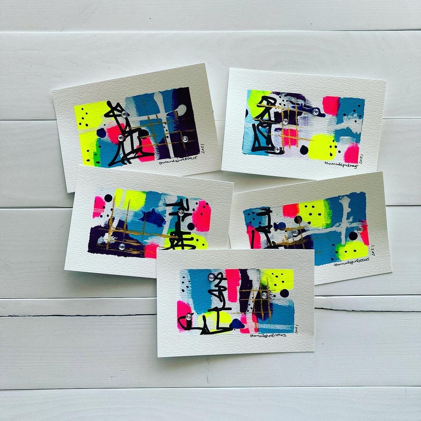 Abstract Art Cards. Mixed Media Cards. Art Note Cards. Handmade ...