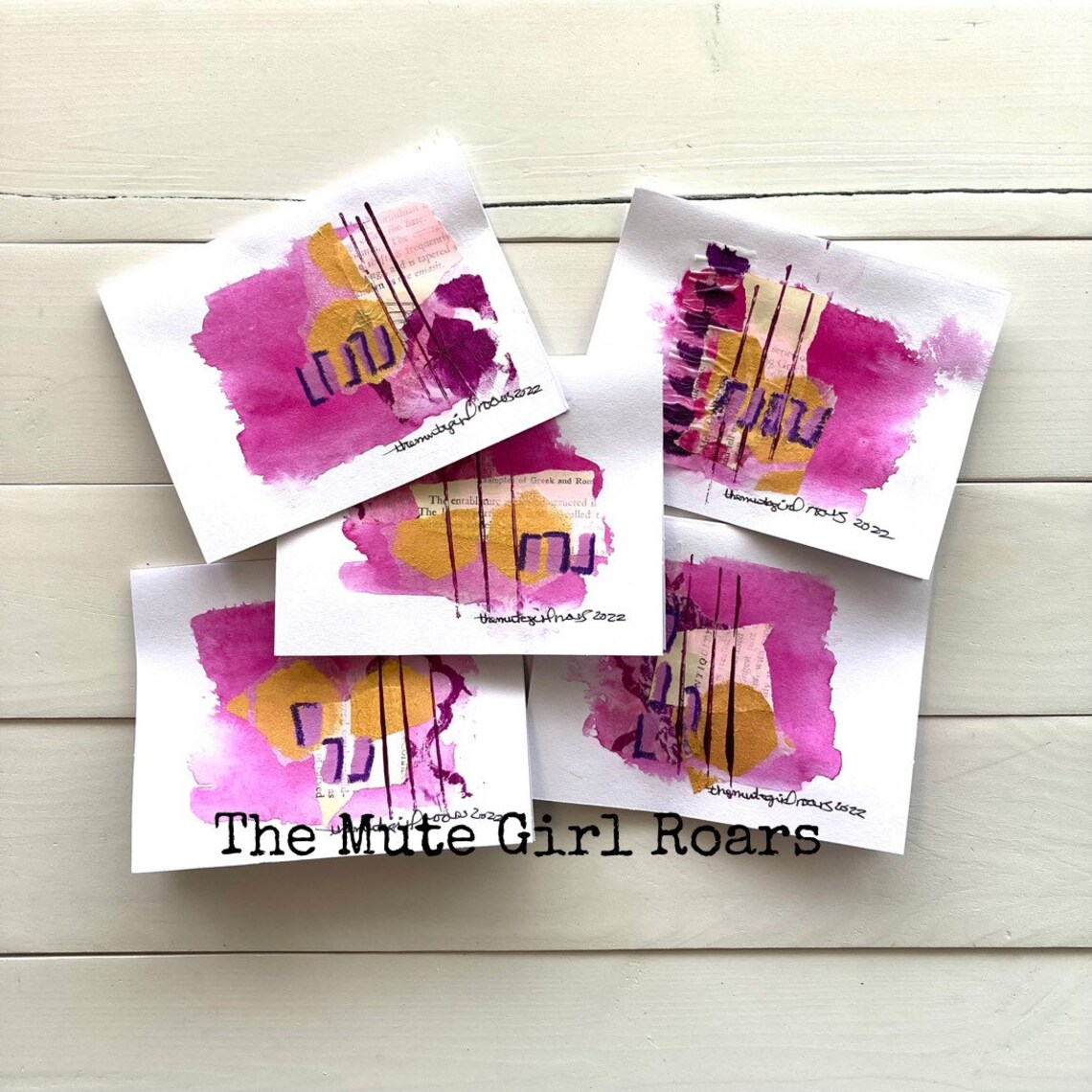 Abstract Art Card. Art Notecard. Original Art Cards. Card Pack. Collage ...