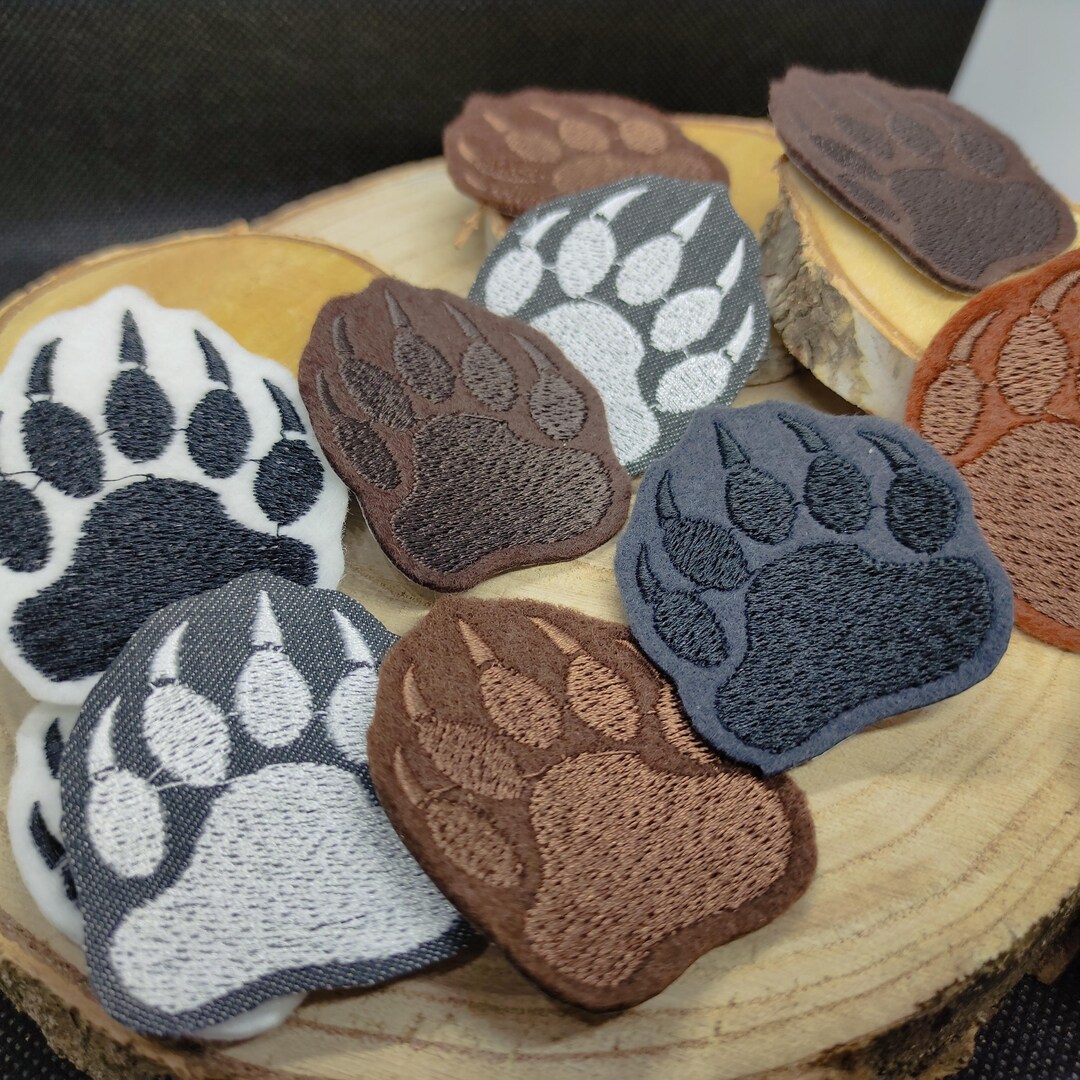 Embroidered Bear Paw on Felt or Denim to Give a Unique Style to Your ...