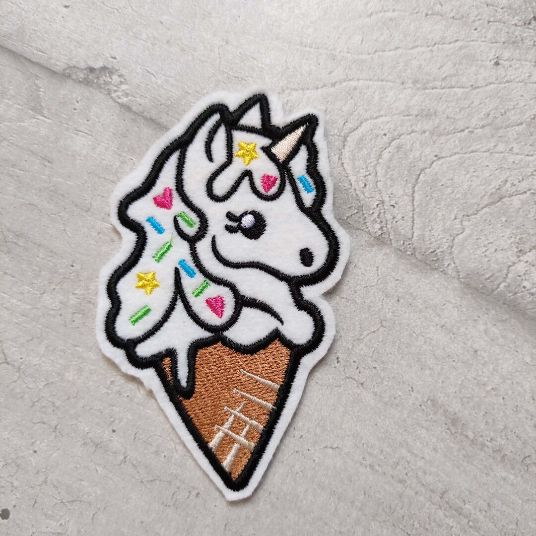 Glazed Unicorn Badge Embroidery Cone Ice Cute - Etsy UK