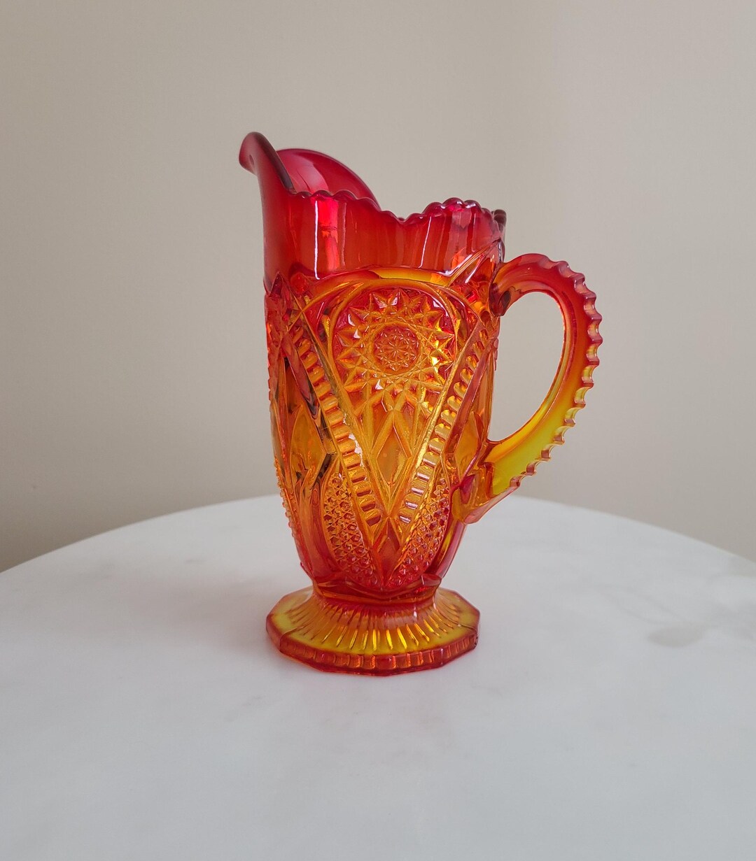 Glowing Amberina Viking Glass Pitcher - Etsy