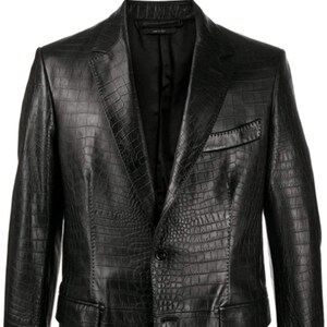 Mens Genuine Lambskin Real Leather Blazer Black Button Coat Jacket Soft Stylish - Etsy