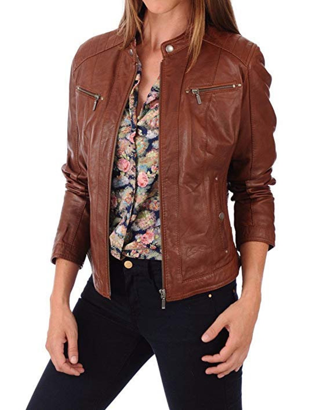 New Women's Leather Motorcycle Biker Jacket 100% Genuine - Etsy