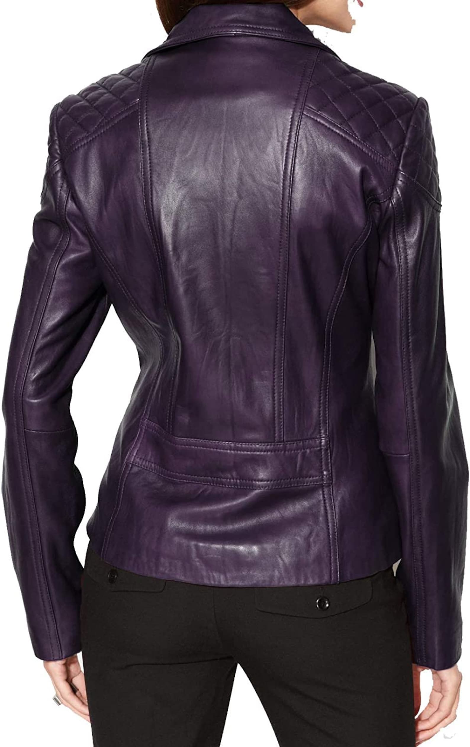 Women's Genuine Lambskin Leather Jacket Motorcycle Slim - Etsy