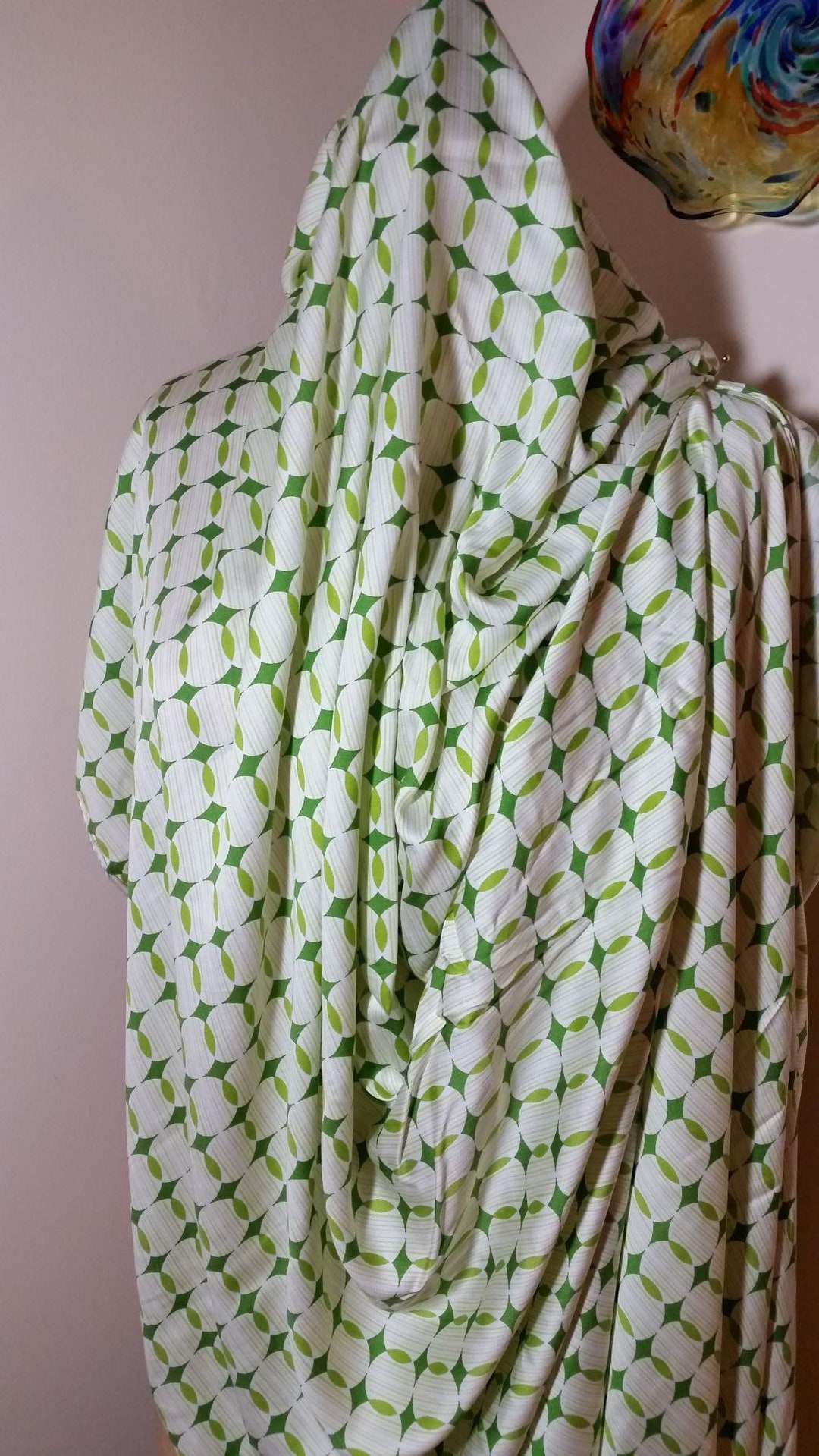 Green Lozenges on Cream Fabric - Etsy