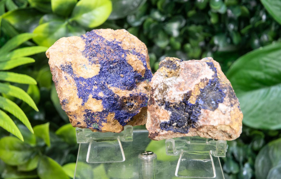 Deep Blue 2 Pieces Azurite, Raw Azurite Crystal, Bold Earthy Contrast ...