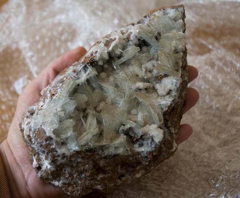 Rare Sky-blue Barite Crystal Cluster, Natural Moroccan Barite Specimen ...