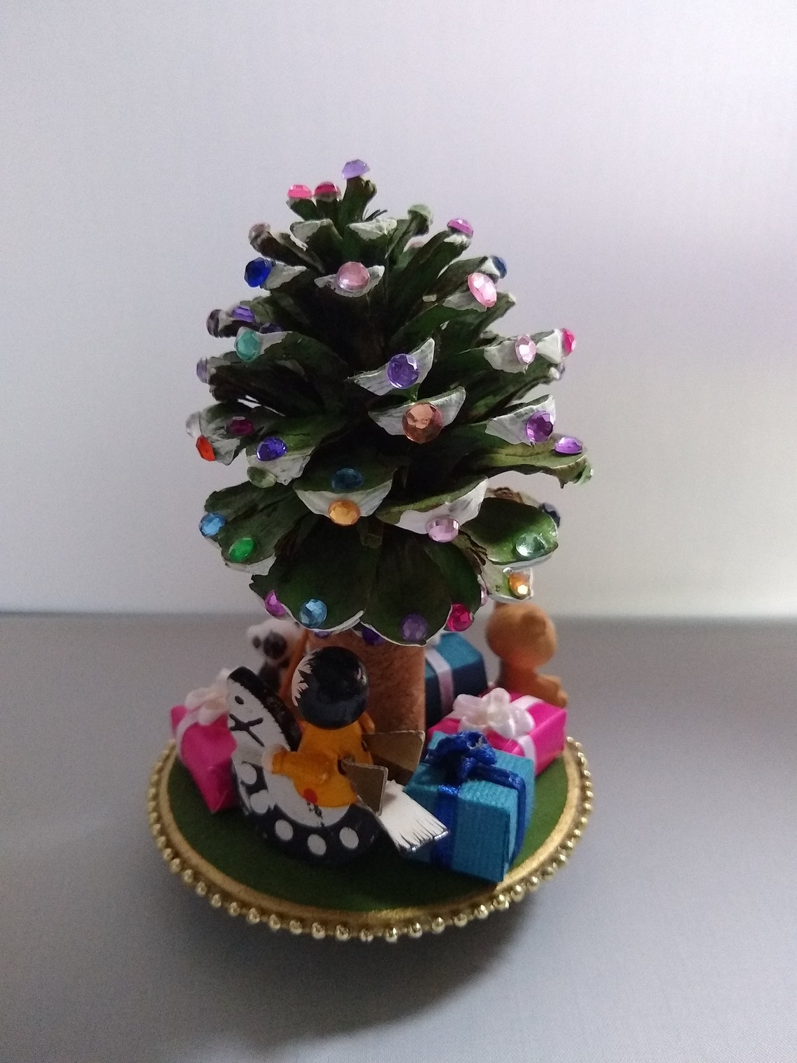 Old World Theme Miniature Diorama Santa Angel Rocking Horse - Etsy