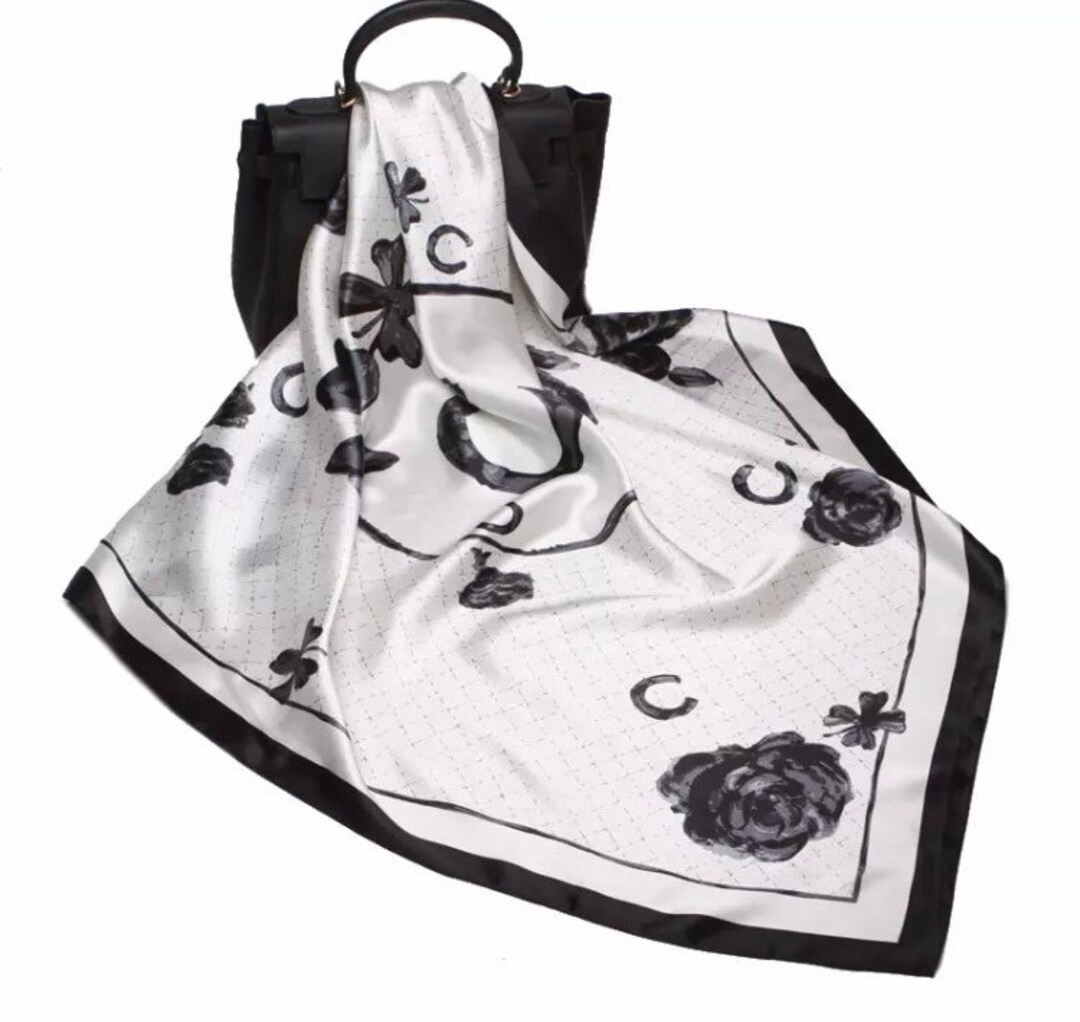 C Design Silk Satin Neck Scarf Head Scarf Square Silk Scarf - Etsy