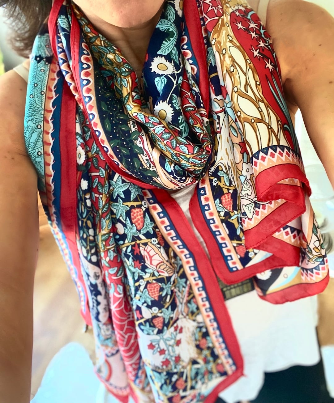 Moroccan Style Summer Floral Silk Scarf Floral Paisley Scarf Silk Shawl ...