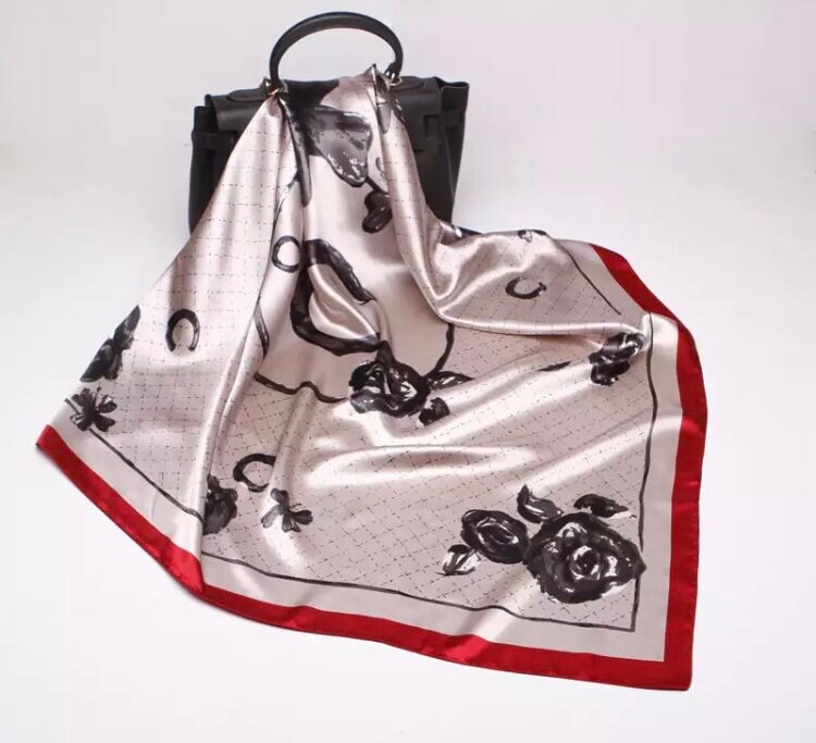 C Design Silk Satin Neck Scarf Head Scarf Square Silk Scarf - Etsy