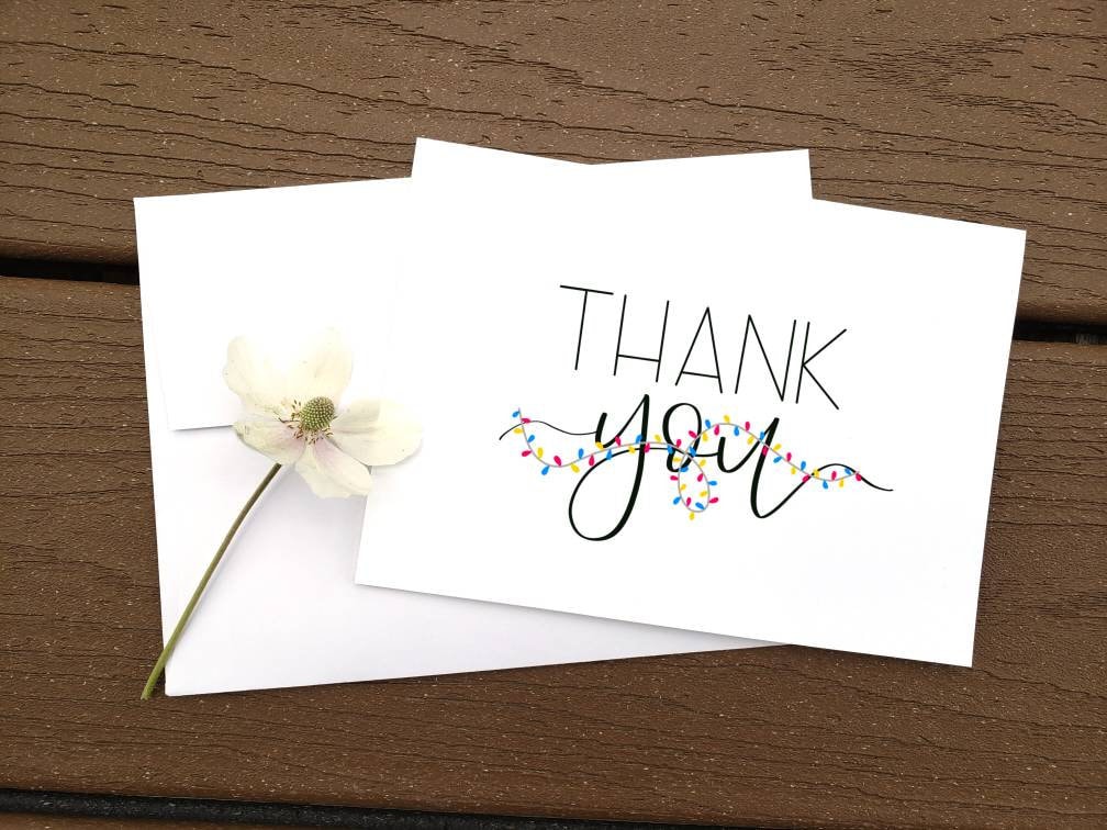 Thank You Multicolored Lights Card, Instant Download Card, Thank You ...