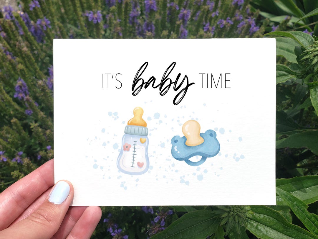 Printable It's Baby Time Card, Minimalist Baby Shower Card, New Mom ...