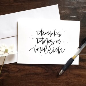 Thanks Times A Million Card, Printable Thank You Card, Digital Thank ...
