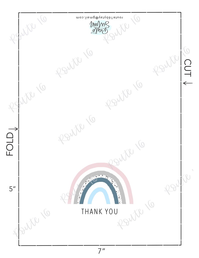Printable Thank You Card, Boho Rainbow Thank You Card, Baby Shower ...