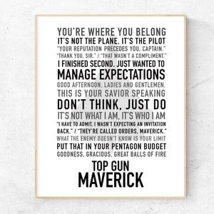 Top Gun Maverick Printable Quotes, Top Gun Wall Art, Pete Mitchell, Top ...