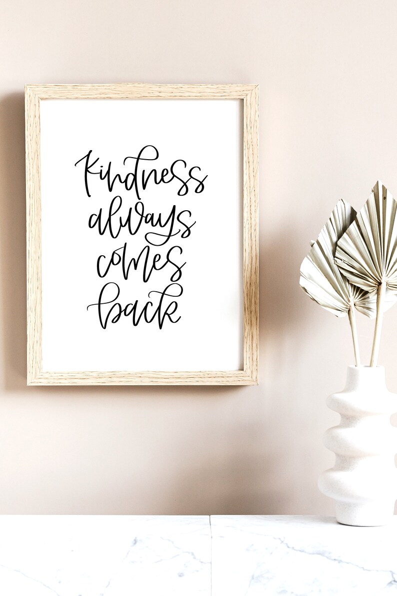Kindness Always Comes Back Printable Wall Art, Kids Wall Decor Quote ...