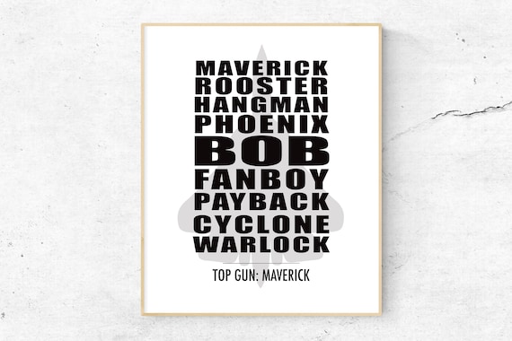 Top Gun Maverick Call Signs Printable Top Gun Wall Art Pete - Etsy