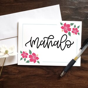 Printable Mahalo Card, Tropical Thank You Cards, Digital Download ...
