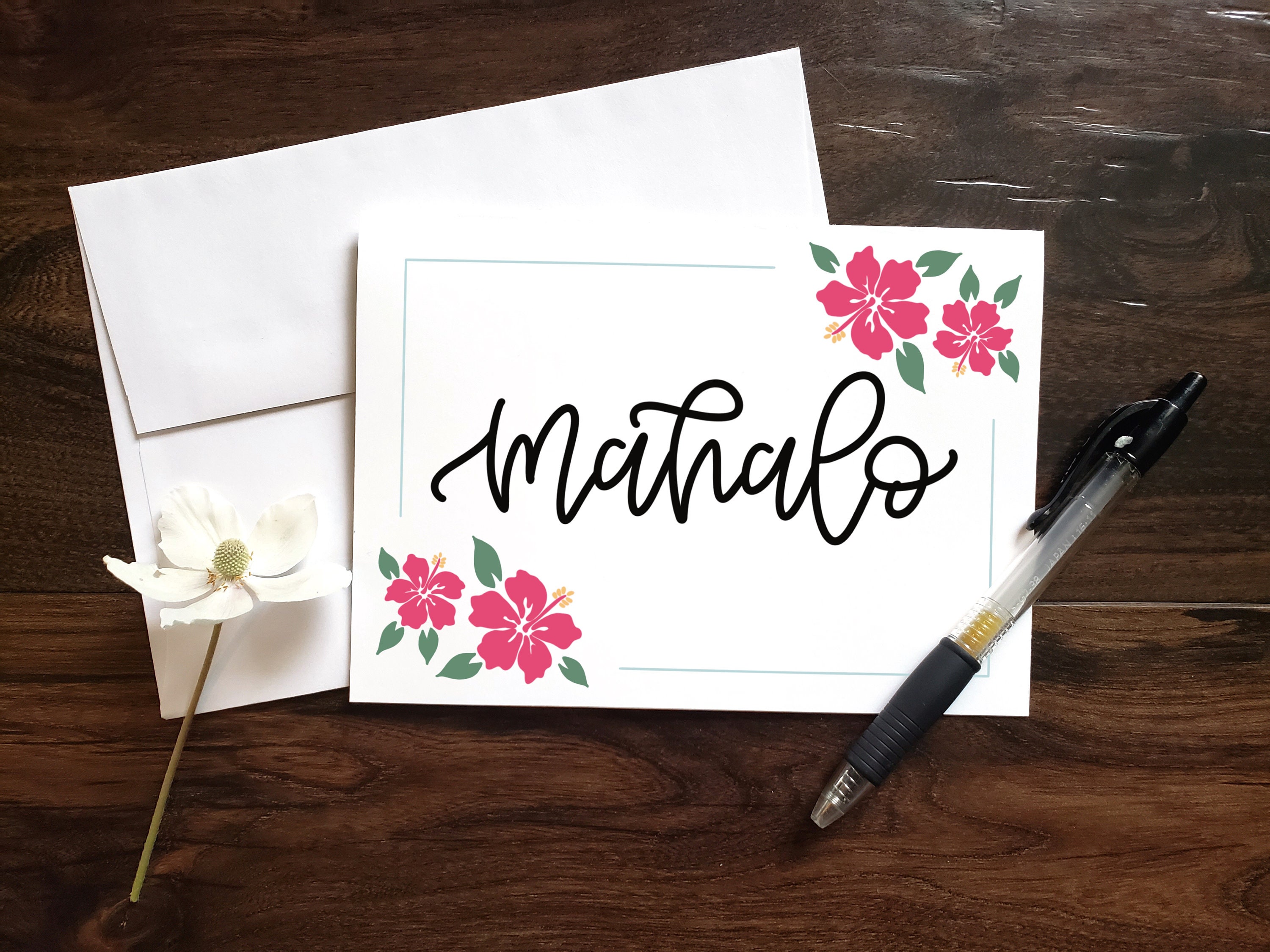 Printable Mahalo Card, Tropical Thank You Cards, Digital Download ...