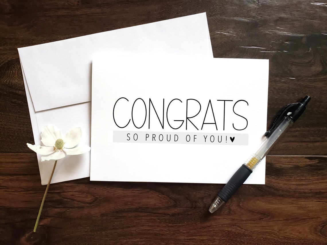 Congrats so Proud of You Card, Printable Graduation Card, New Job Card ...