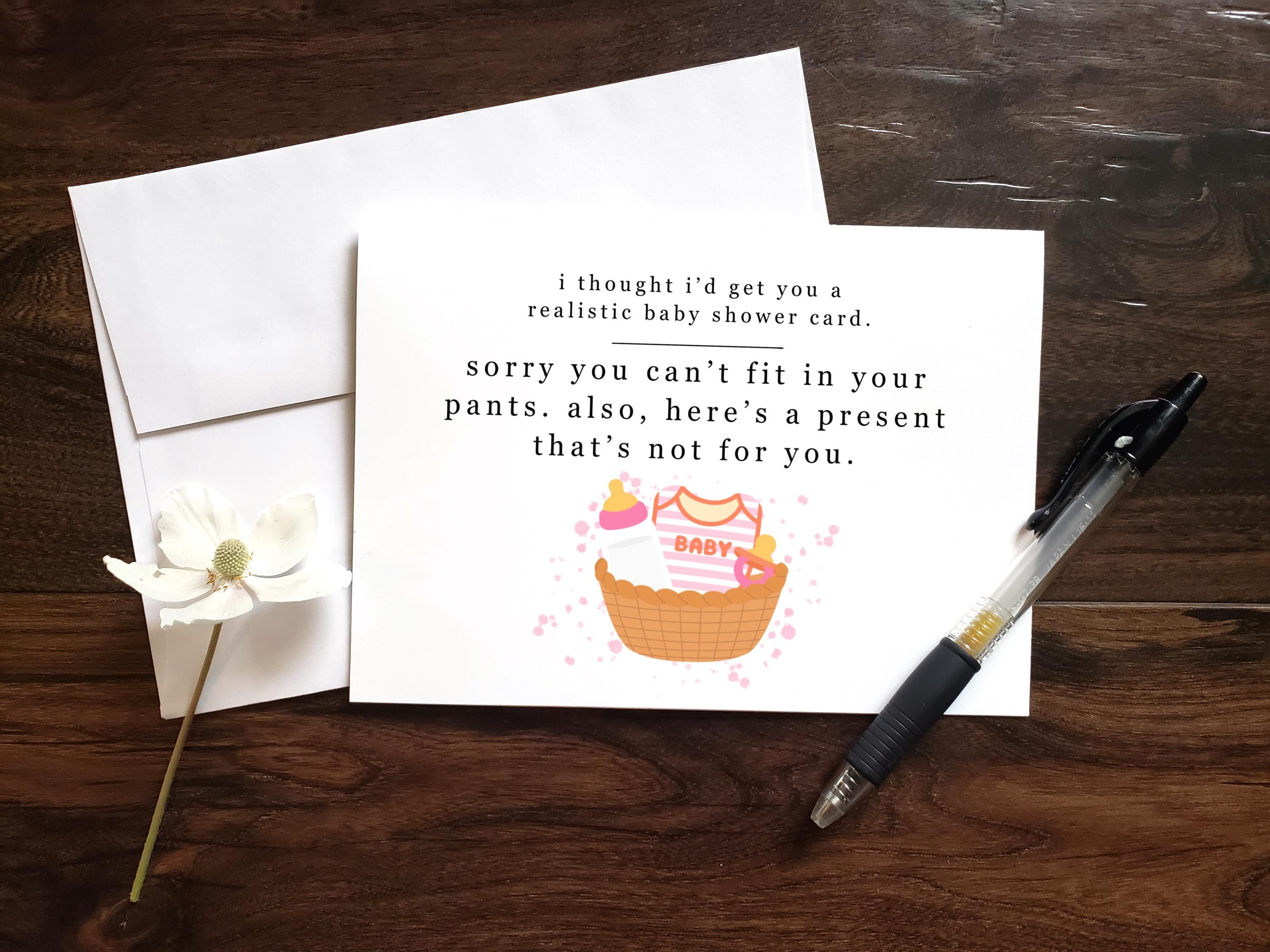 Printable Funny Baby Shower Card, Realistic Baby Shower Card, Funny ...
