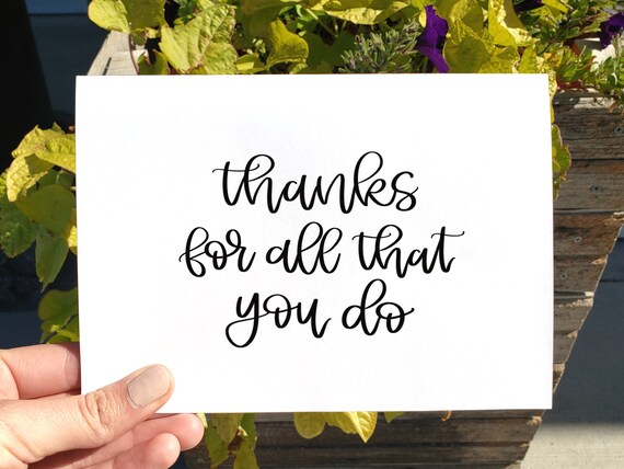 Thanks For All That You Do Printable Thank You Card Instant | Etsy