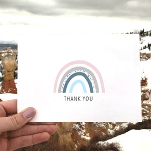 Printable Thank You Card, Boho Rainbow Thank You Card, Baby Shower ...