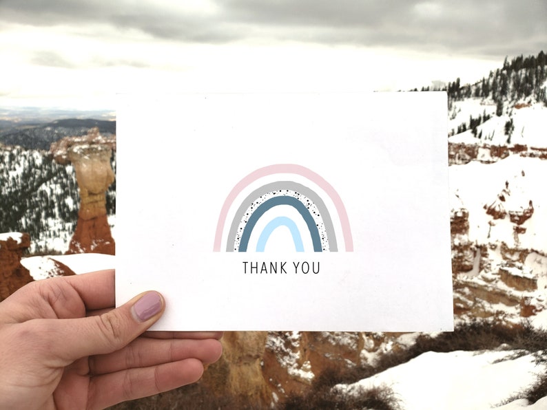 Printable Thank You Card, Boho Rainbow Thank You Card, Baby Shower ...