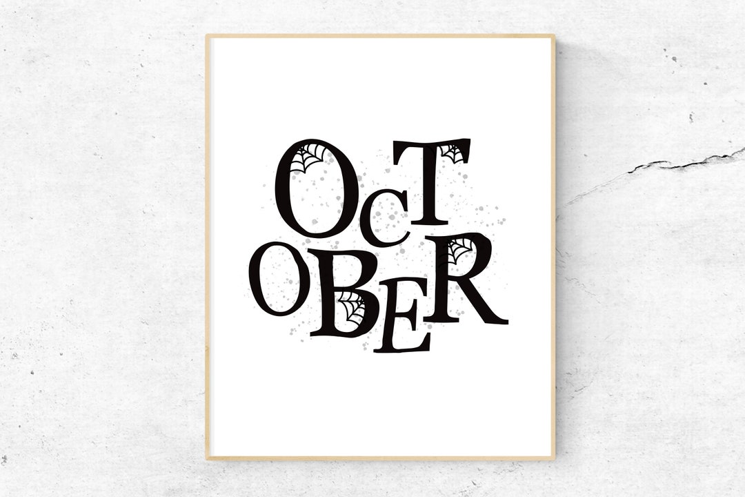 Printable October Wall Art, Cute Fall Wall Decor, Halloween Printable ...